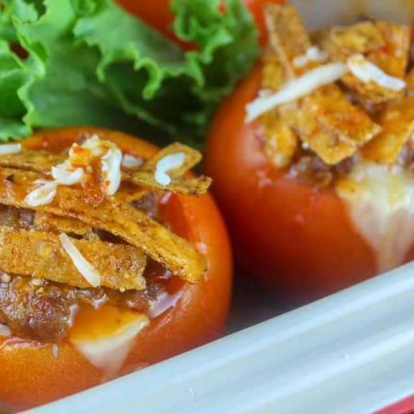 Baked Taco Stuffed Tomatoes - The Food Hussy