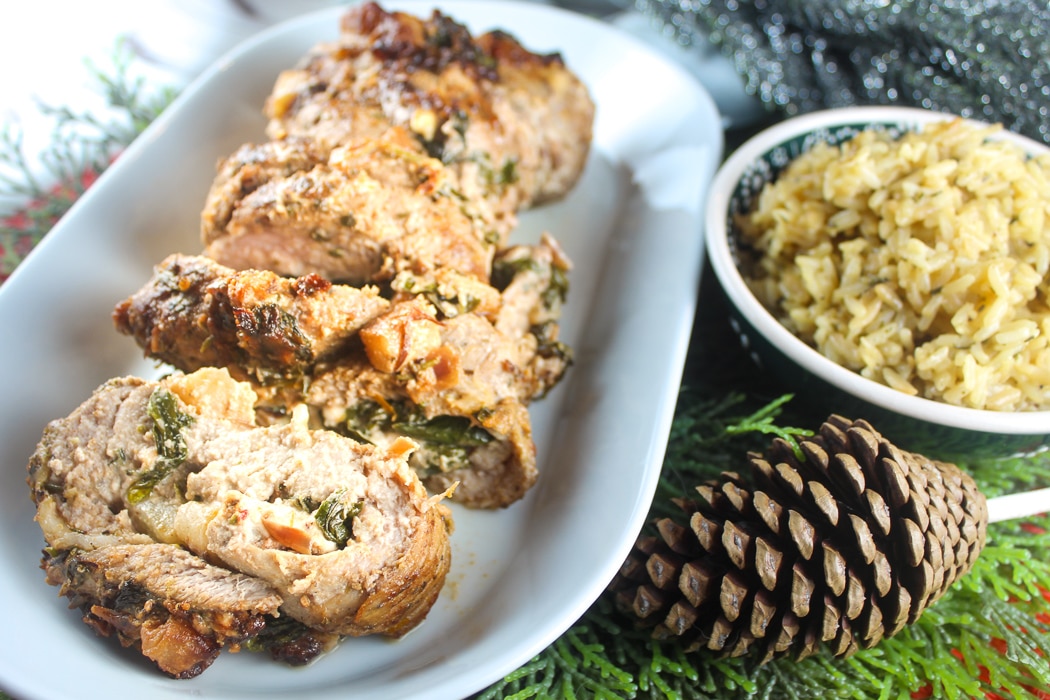 Pork Roulade with Cranberry, Pear & Spinach - The Food Hussy